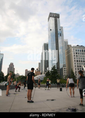 USA, Manhatten, Public Park, A youth organisation playing ball sports ...
