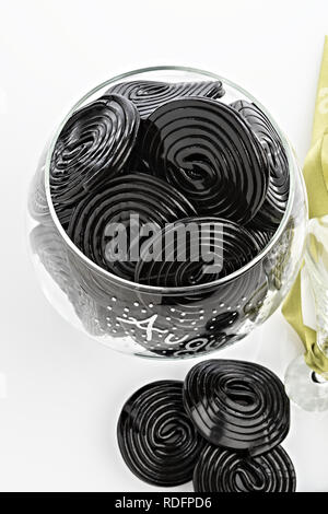 licorice wheels in glass jar from above Stock Photo - Alamy