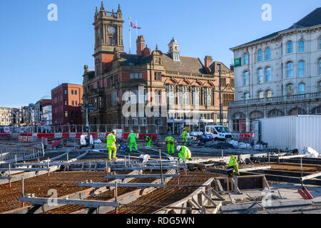 The Blackpool Tramway extension joining the route along the promenade ...