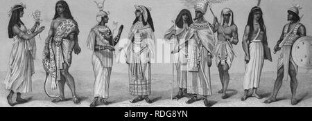 An ancient Egyptian pharaoh with court official and fan bearer Stock ...