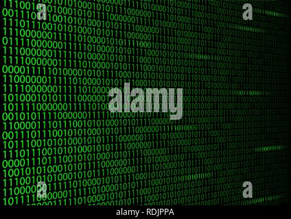 A stream of binary matrix code on the screen. numbers of the computer ...