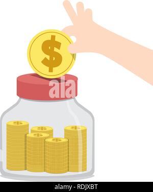 Money Jar. Saving dollar coin in jar Stock Vector Image & Art - Alamy