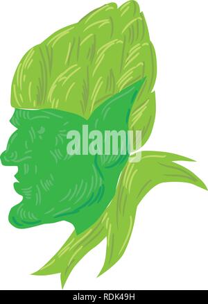 Drawing sketch style illustration of an elf, a human-shaped ...