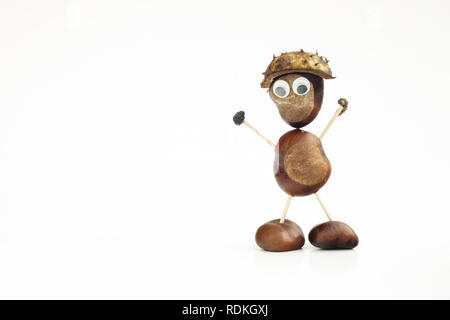 Funny chestnut man made of chestnuts and Steichhälzern in autumn Stock ...