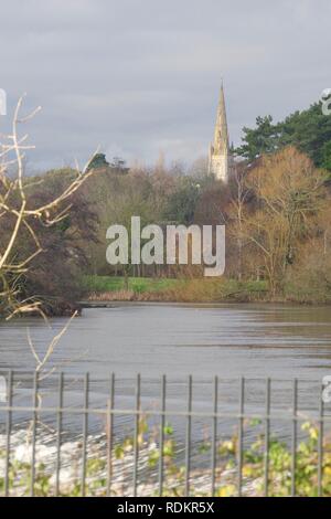 St Leonard's Church Spire beyond the Canal Path Beside Exeter's Ship ...