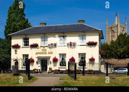 The Anchor Inn, Great Barford, Bedfordshire, Standing on a Road ...