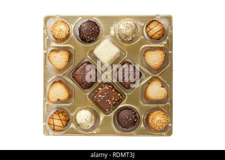 Selection box of biscuits isolated on a white studio background Stock ...