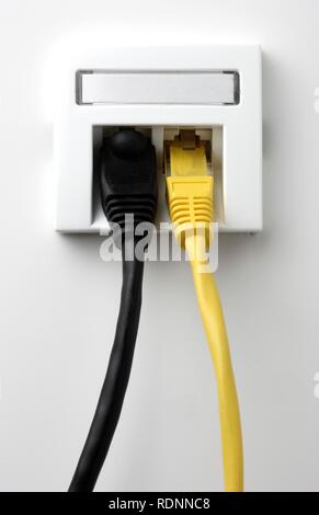 Connecting wires in electrical and lan sockets, before and after ...