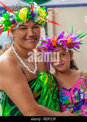 Beautiful Cook Island Polynesian smiling girl wearing a traditional ...