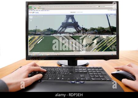 A PC personal computer tower showing the inside and internal areas ...