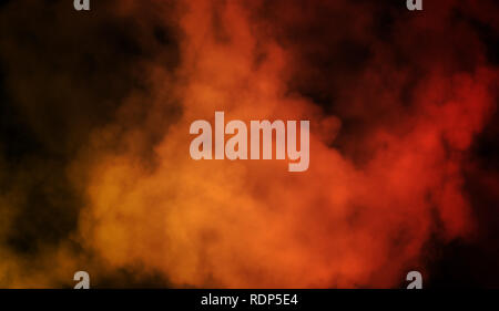 Abstract orange vs red smoke steam moves on a black background . The ...