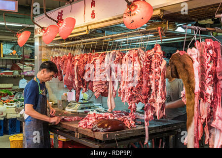 China, Hong Kong, Meat Shop, Goat Meat Display Stock Photo - Alamy
