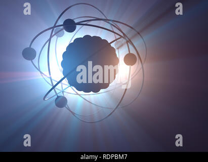 3D Illustration Atomic structure. Atom is the smallest level of matter ...