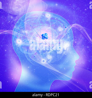 Atoms in the human brain, illustration Stock Photo - Alamy