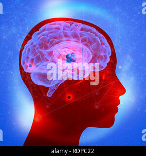 Atoms in the human brain, illustration Stock Photo - Alamy