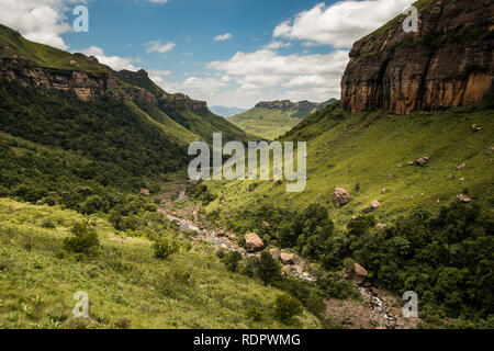 The Amphitheatre and the Tugela River in the Drakensberg Mountains of ...
