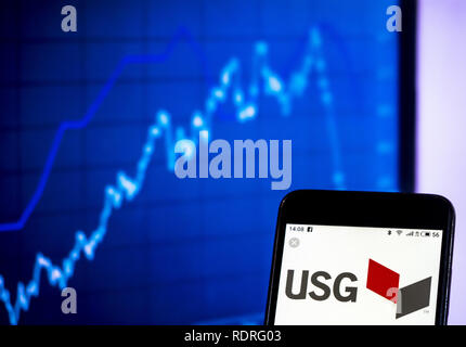 USG Corporation Gypsum product manufacturing company logo seen ...