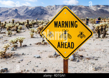 "Warning bees ahead" sign in Joshua Tree National Park, California ...