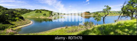 Aerial view of Calero reservoir, Calero county park, Santa Clara county ...