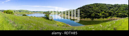 Aerial view of Calero reservoir, Calero county park, Santa Clara county ...