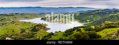 Aerial view of Calero reservoir, Calero county park, Santa Clara county ...
