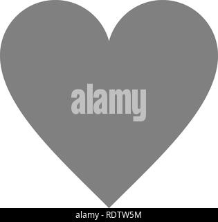 Heart symbol icon - medium gray simple outlined, isolated - vector ...