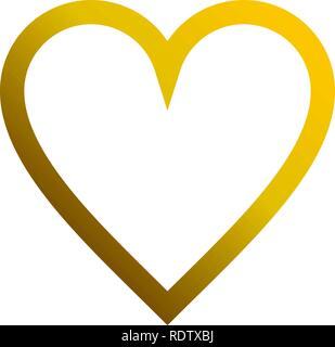Heart symbol icon - golden outlined gradient, isolated - vector ...