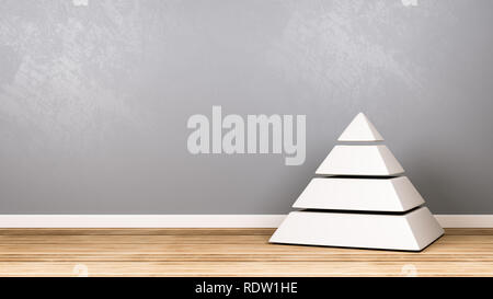 white blank pyramid 4 levels stack chart with shadow 3d illustration ...