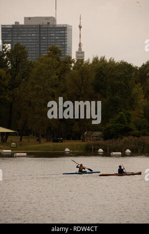 Vienna water sport on the Danube river Stock Photo - Alamy