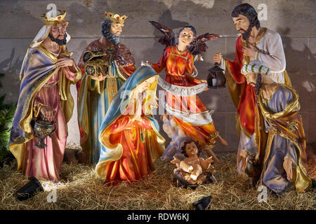 Nativity scene at Llandaff Cathedral, Cardiff, South Wales Stock Photo ...