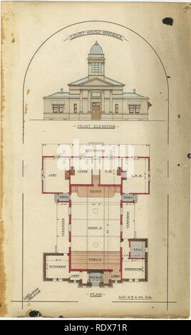 Architectural drawing of the Court House, Warwick, 29 August 1885. The ...