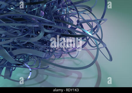 Geometric, bunch of messy string, CGI composition. For web page ...
