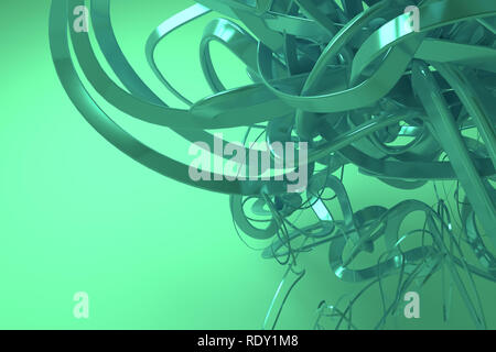 Colorful 3D rendering. Geometric, bunch of messy string, CGI ...