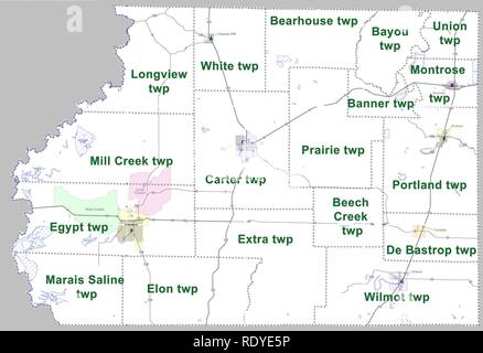 Arkansas County Arkansas 2010 Township Map large Stock Photo - Alamy