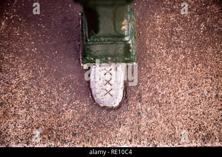 Amsterdam City flag with three crosses flying outside a building ...