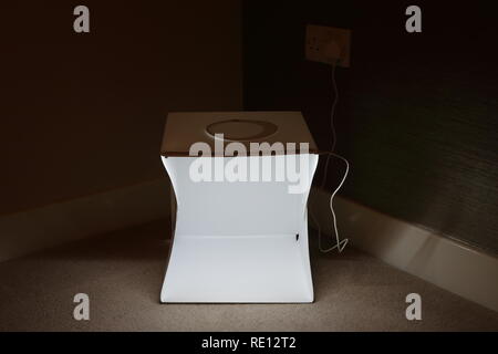 Studio box portable with LED light strips on white isolated background ...