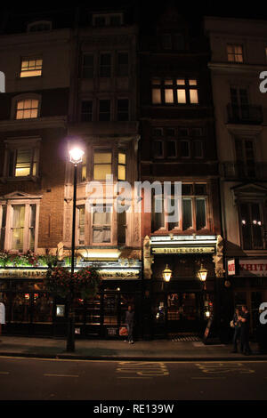 Outside view of the Silver Cross Pub seen on Whitehall, London during ...