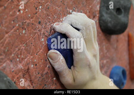Bouldering hand crimping Stock Photo - Alamy