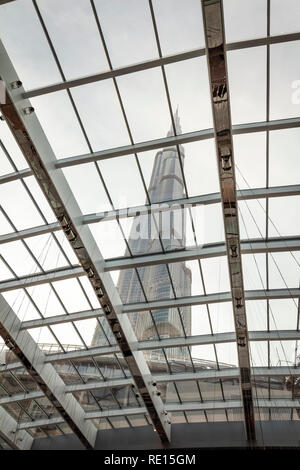Dubai Frame interior view with transparent pavement. The Dubai Frame is ...