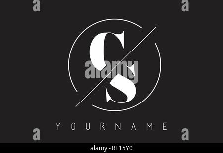CS Letter Logo with Cutted and Intersected Design and Round Frame ...