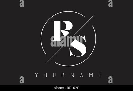 RS Letter Logo with Cutted and Intersected Design and Round Frame ...