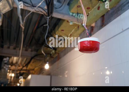 concrete structure ceiling, concrete with light and smoke detectors ...