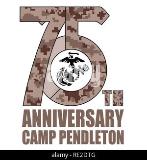 75th Anniversary Camp Pendleton logo (red/gold Stock Photo - Alamy