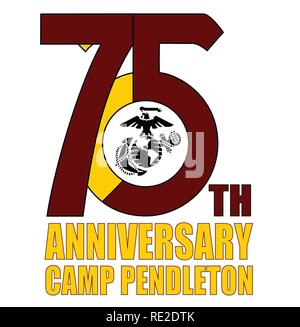75th Anniversary Camp Pendleton logo (red/gold Stock Photo - Alamy