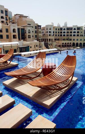 The swimming pool of "The Address Downtown Dubai " hotel, in Dubai (the ...