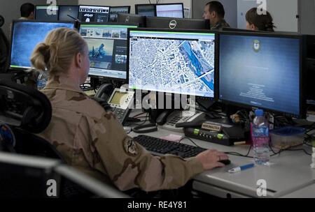 Combined Air Operations Center (CAOC) at Al Udeid Air Base, Qatar Stock ...