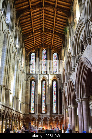 Hexham Abbey and Market Northumberland, stalls town scene townscape ...