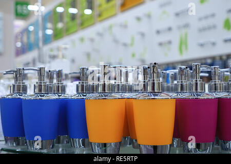 Various soap dispensers in shop Stock Photo - Alamy