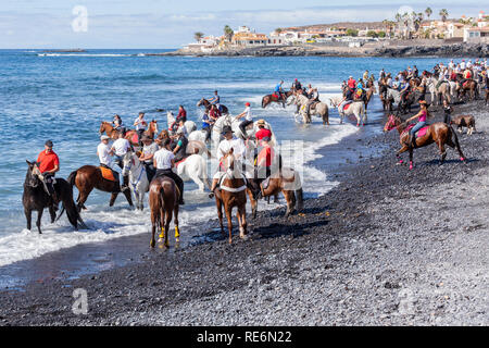 Tenerife, Spain. 20th Jan, 2019. Playa Enramada, La Caleta, Costa Adeje, Tenerife. The annual ...