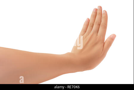 Human hand in reach out one's hand open the palm of the hand and ...